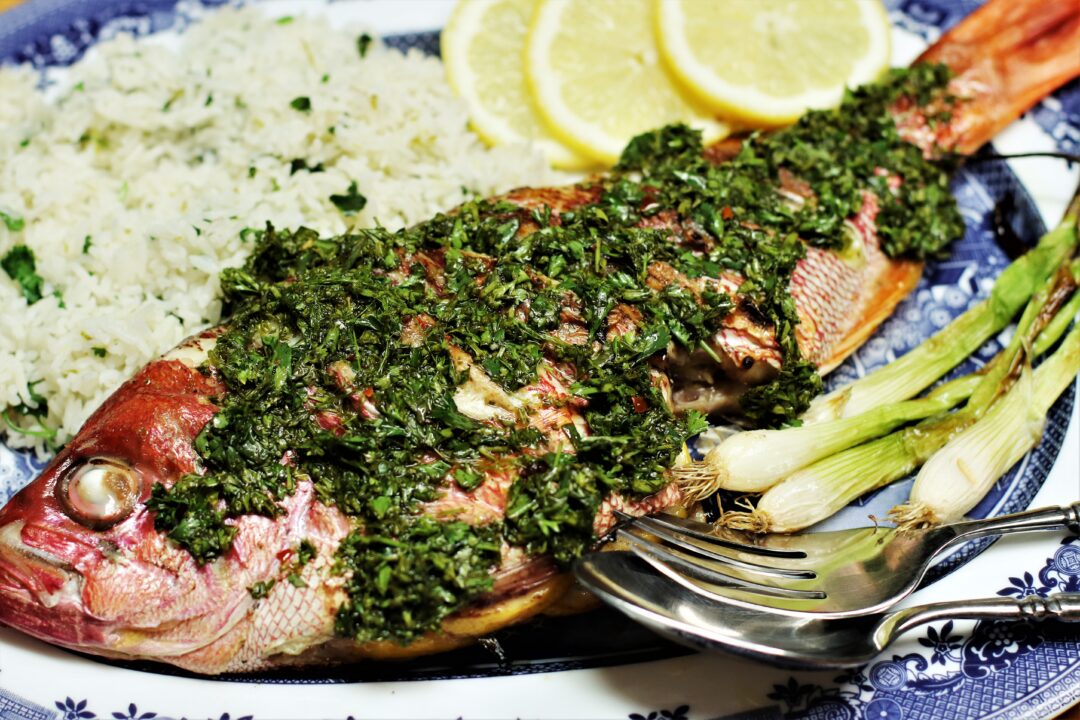 Grilled Snapper with Simple Salsa Verde, Citrus Salad, and Lime ...